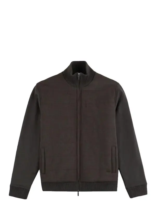 FAY Bi-material Jacket In Wool And Cotton - Brown