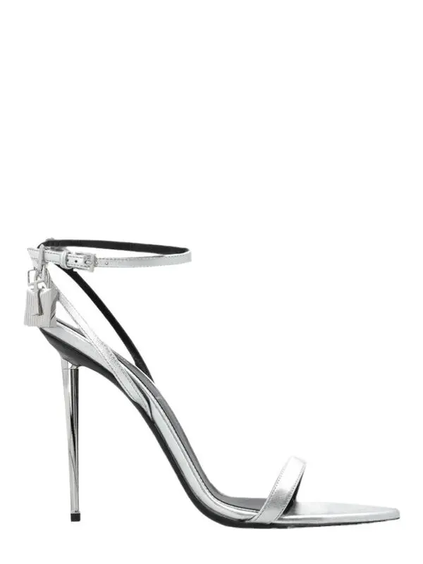 TOM FORD Open-toe High-heeled Sandals With Padlock Charm - Silver