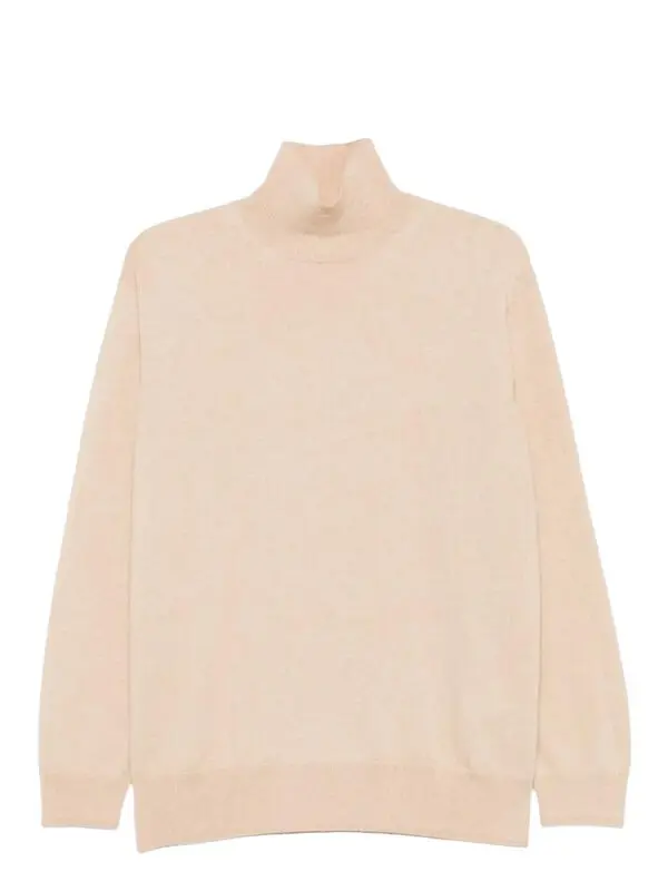 Malo High-neck Cashmere Sweater With Ribbed Details - Light Sand