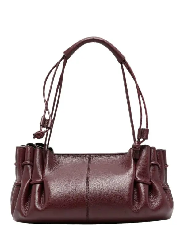 Hereu Ruched Leather Tote Bag With Drawstring Fastening - Burgundy