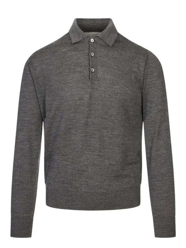 Canali Long-sleeve Knitted Polo Shirt - Black