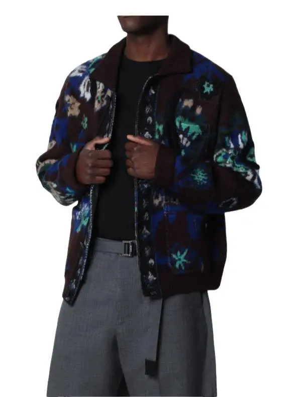 Sacai Floral Pattern Knit Jacket - Multi-color