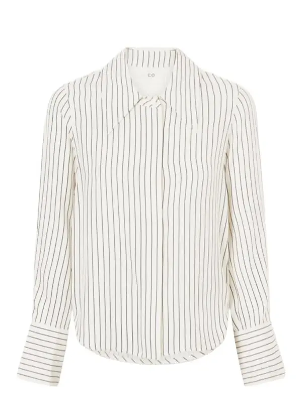 Co Striped Shirt With Pointed Collar - White
