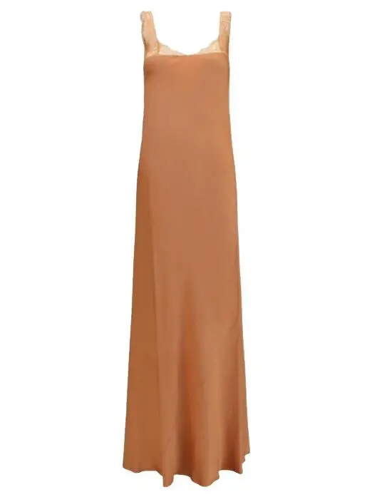 FORTE_FORTE Lace-trimmed Maxi Dress - Beige