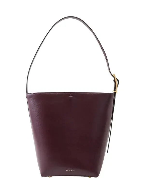 ANINE BING Elly Bucket Bag Grained Leather - Wine Red