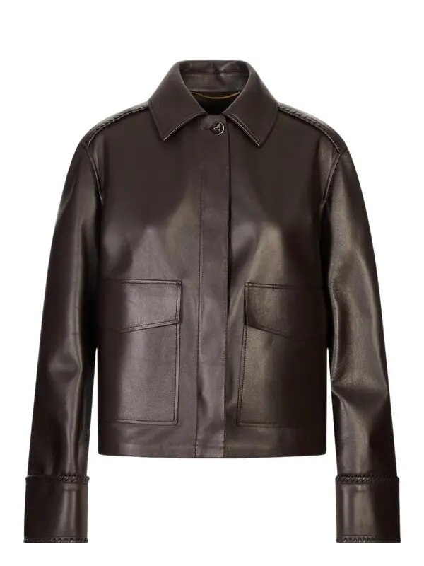 Agnona Long Sleeve Leather Jacket - Black