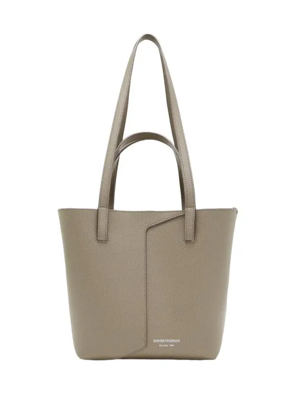 Emporio Armani Logo Print Leather Shoulder Bag - Beige