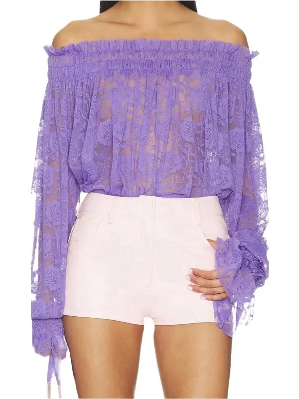 Norma Kamali Long-sleeve Lace Cover-up - Lavender