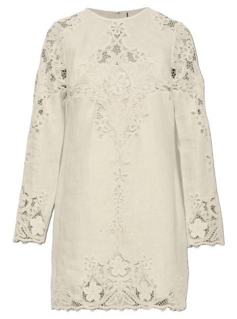 Ulla Johnson Lace Long Sleeve Dress - Ivory