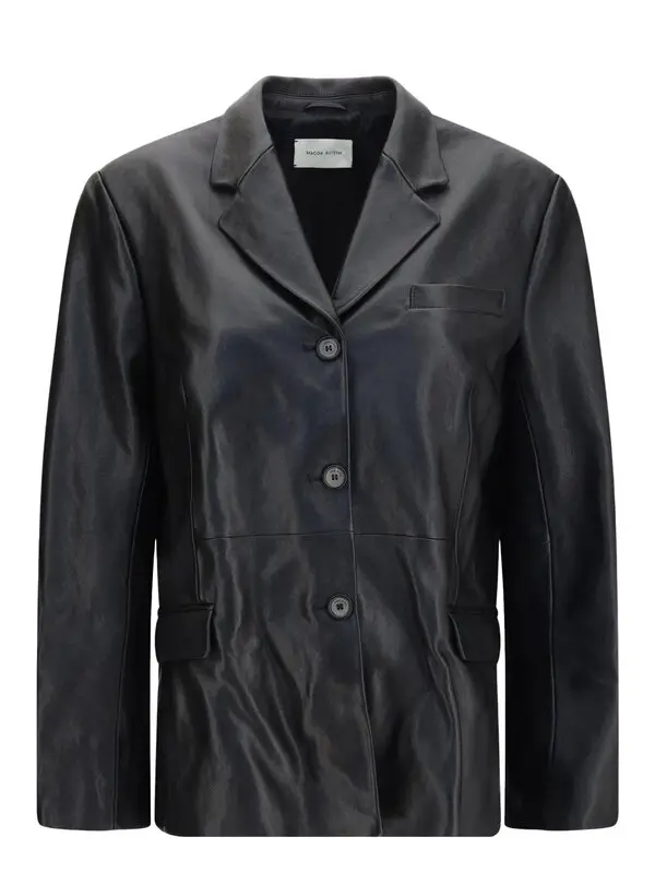 Magda Butrym Single-breasted Leather Blazer - Black