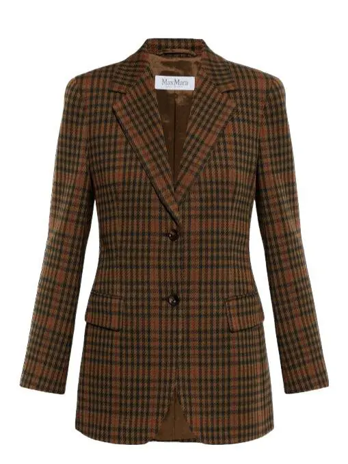 Max Mara Single-breasted Glen Plaid Jersey Blazer - Black