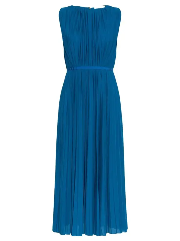 Max Mara Pleated Jersey Midi Dress - Navy Blue