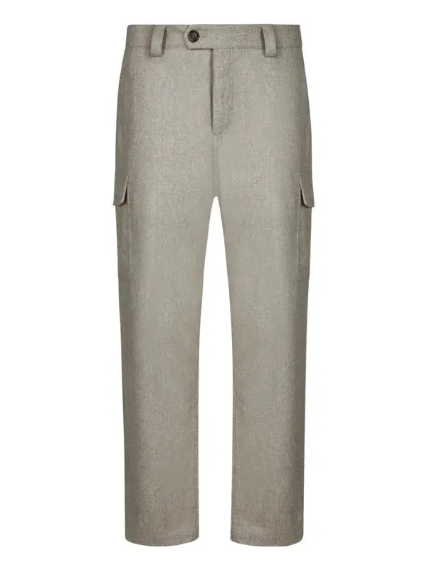 Brunello Cucinelli Flannel Tapered Cargo Pants - Gray