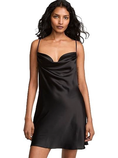 Victoria's Secret Very Sexy Satin Draped Low-back Mini Slip - Black