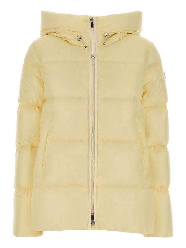 Moncler Quilted Down Jacket With Logo Patch - Yellow