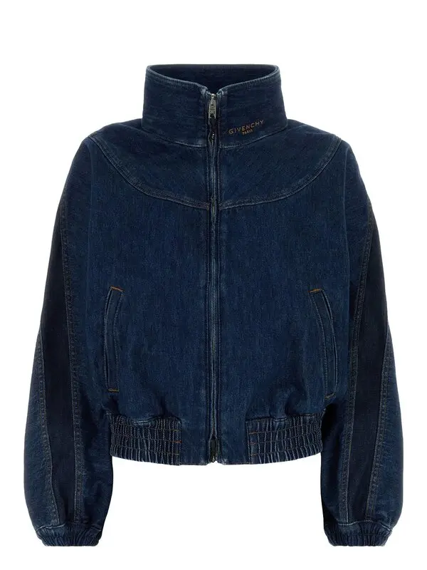 Givenchy Embroidered Denim Bomber Jacket - Blue