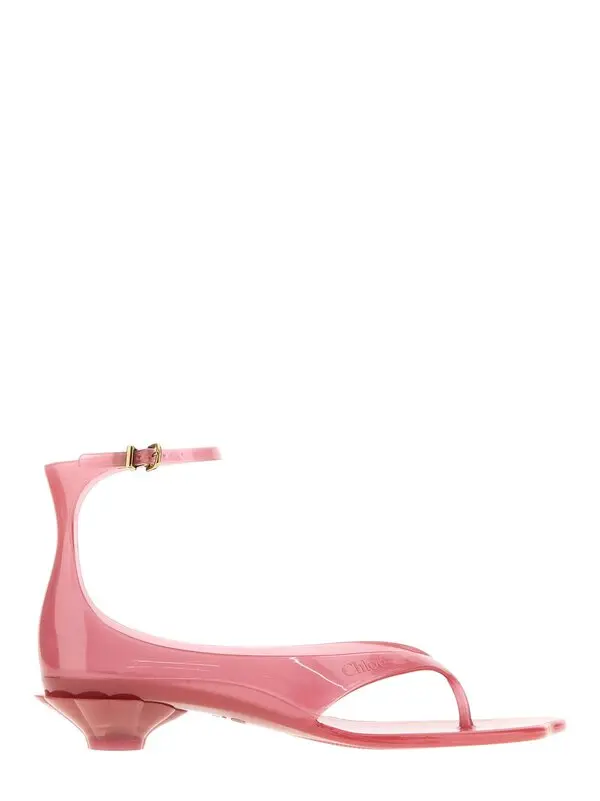 Chloé Transparent Tpu Jelly Thong Sandals With Embossed Logo - Pink