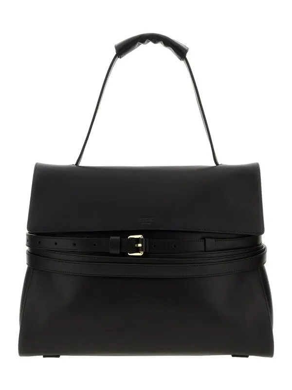 Moschino Leather Medium Tie Me Handbag - Black