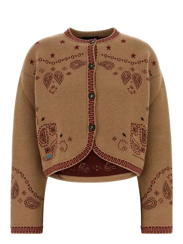 Alanui Embroidered Bandana Virgin Wool & Cashmere Cardigan - White