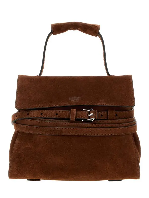 Moschino Suede Tie Detailed Handbag - Brown