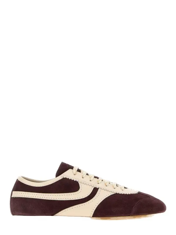Dries Van Noten Two-tone Suede And Leather Sneakers - White