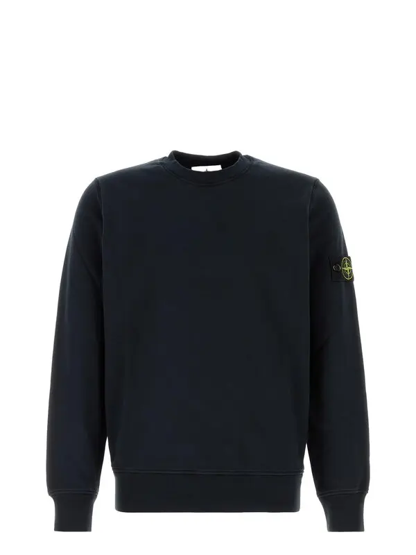 Stone Island Midnight Cotton Sweatshirt With Detachable Logo Patch - Blue