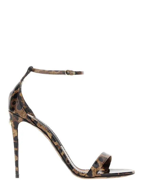 Dolce & Gabbana Leopard Print Leather Stiletto Sandals - White