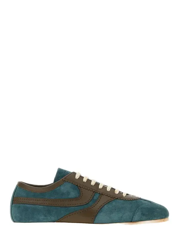 Dries Van Noten Two-tone Suede And Leather Sneakers - White