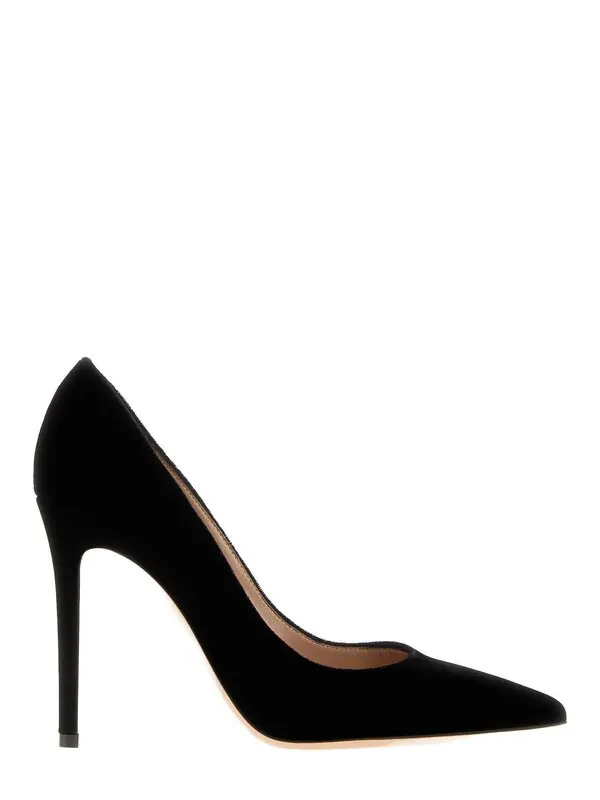 GIANVITO ROSSI Velvet Pointed Toe Stiletto Pumps - Black