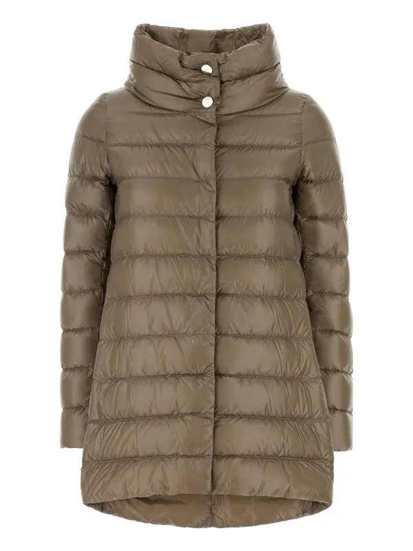 Herno Quilted Down Jacket With High Neck - Grey