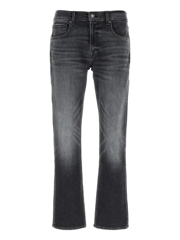 Seven For All Mankind Stonewashed Stretch Denim Jeans - Black