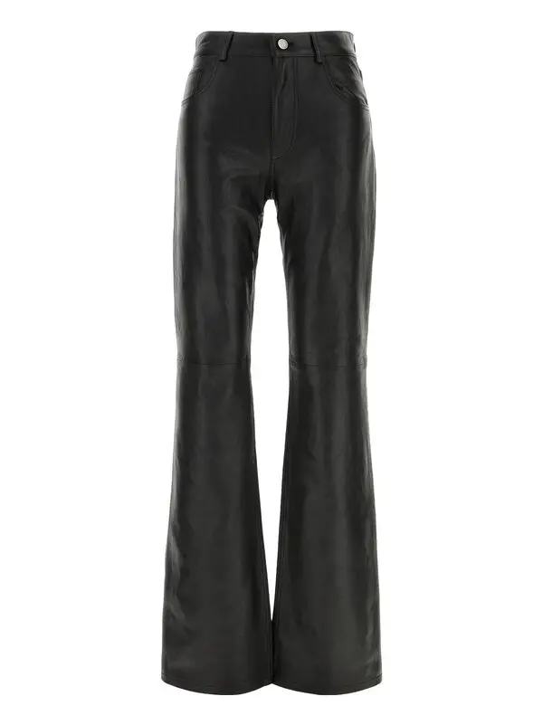 HAIKURE Lamb Leather Flare Trousers - Black