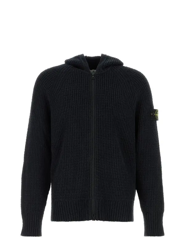 Stone Island Cotton Blend Ribbed Sweatshirt - Blue