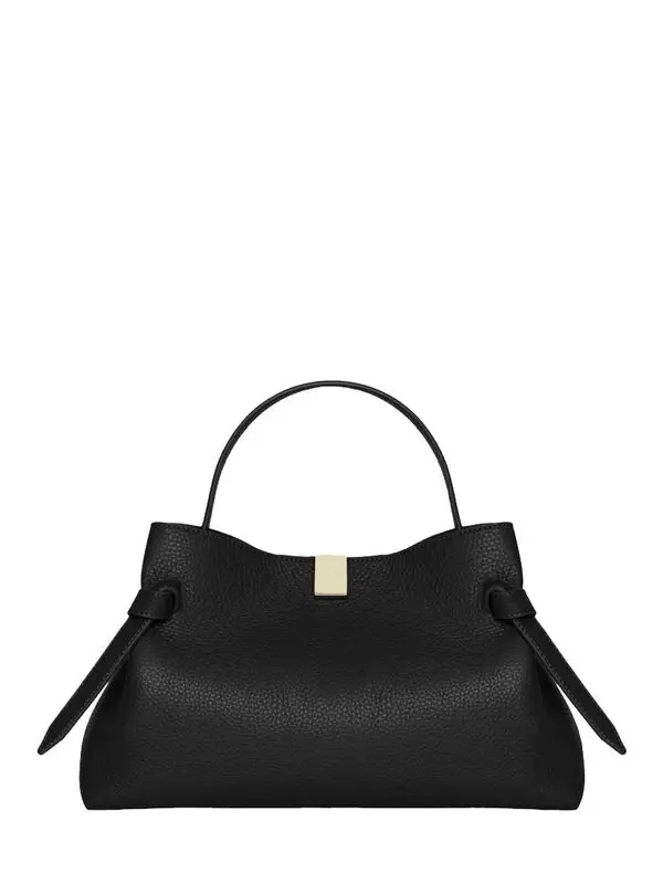 Yuzefi Pebble Grain Leather Top Handle Bag - Black
