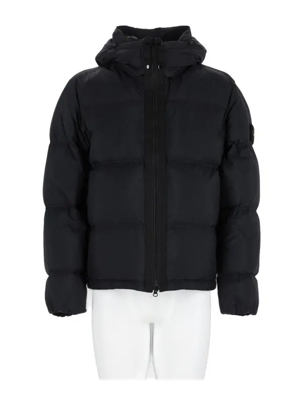 Stone Island Padded Jacket With Hood - Black