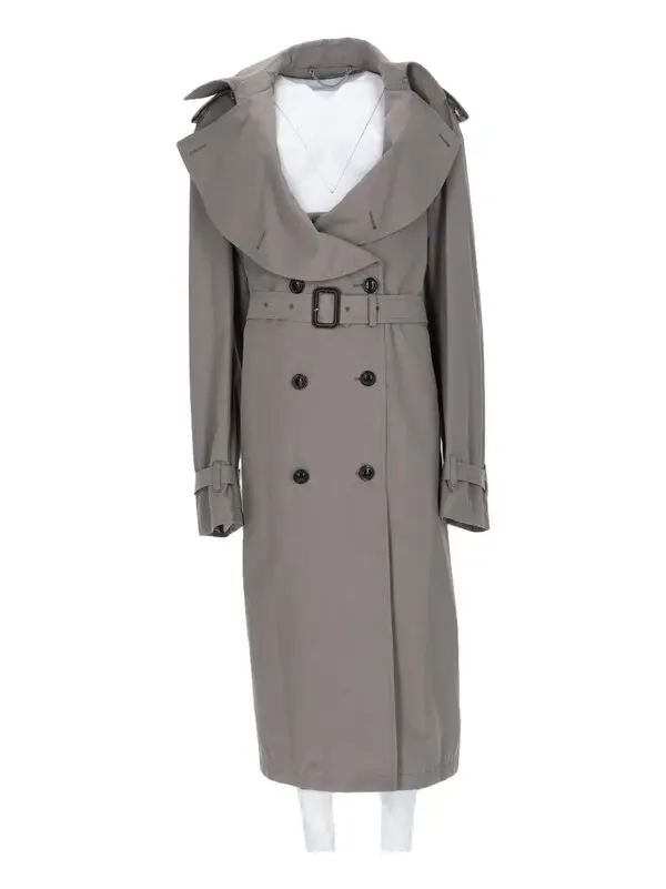 MAISON MARGIELA Double-breasted Cotton Blend Trench Coat - Gray