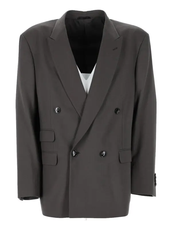Giorgio Armani Abito Doppiopetto Over In Lana - Gray