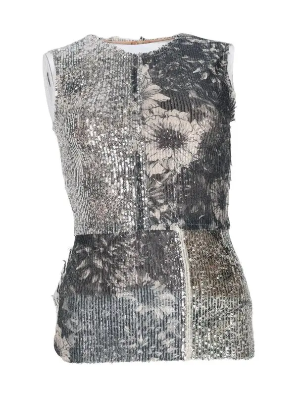 MAISON MARGIELA Embellished Sleeveless Top - Gray
