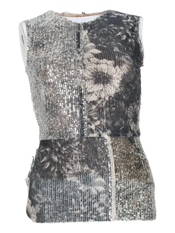 MAISON MARGIELA Embellished Sleeveless Top - Gray