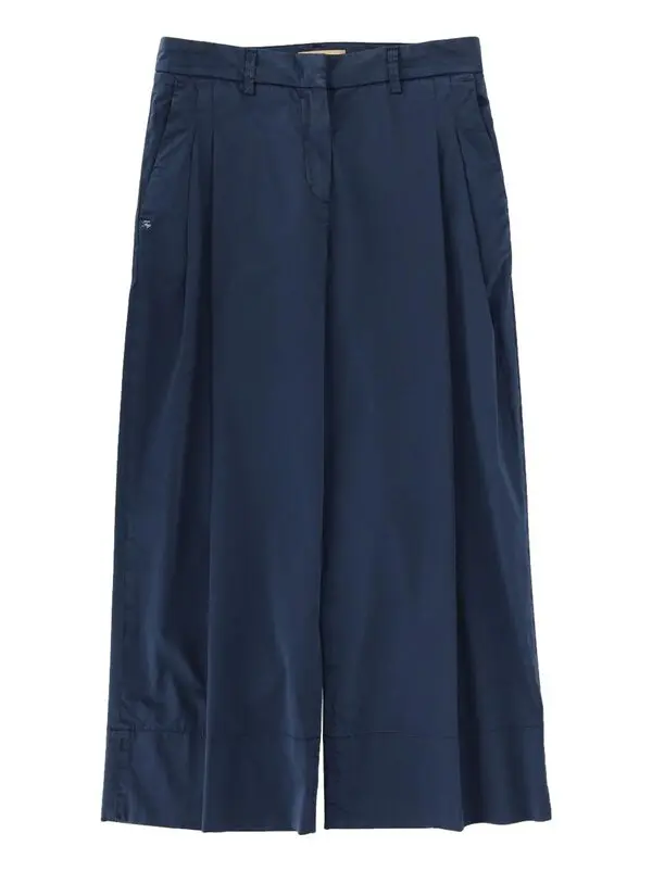FAY Cotton Blend Pleated Wide-leg Pants - Blue