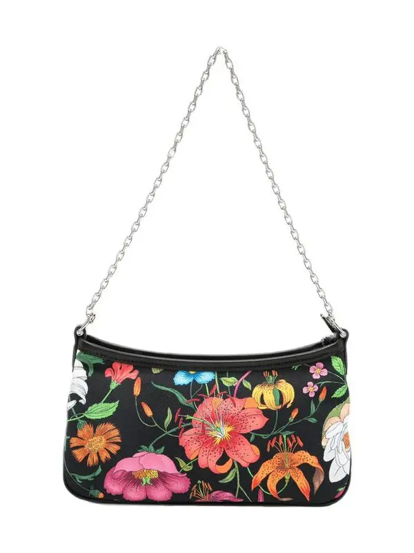 Gucci Floral Print Nylon Shoulder Bag - Black