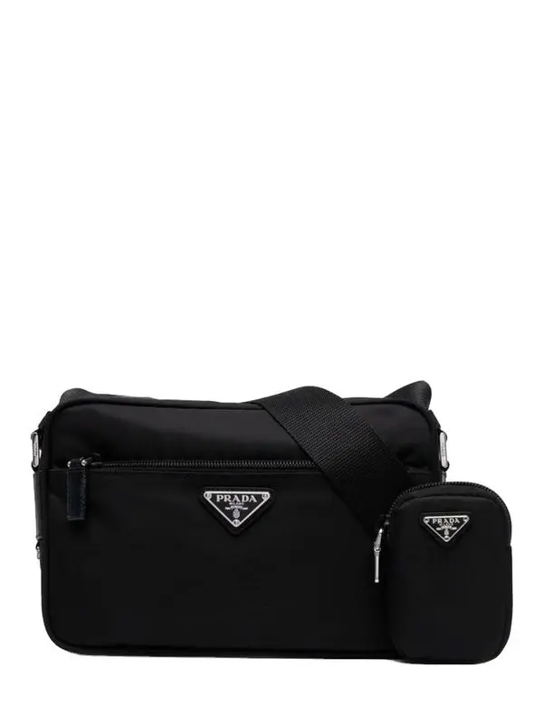 Prada Re-nylon Shoulder Bag With Detachable Pouch - Black