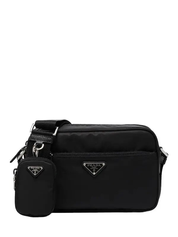 Prada Re-nylon Shoulder Bag With Detachable Pouch - Black