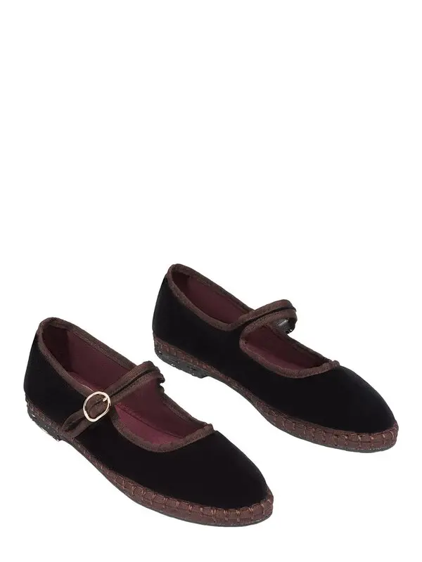 FLABELUS Mary Jane Flat With Adjustable Strap - Black