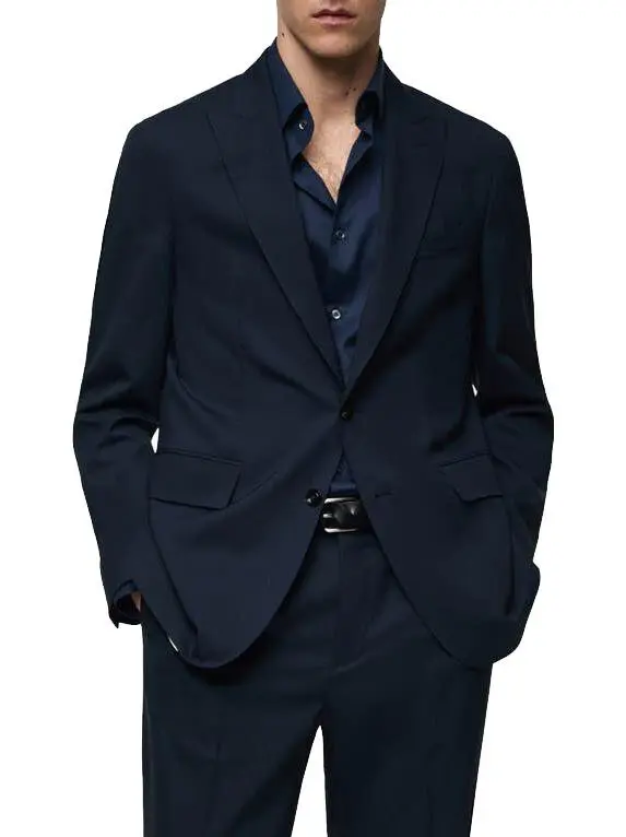 Mango Slim Fit Wool Sport Coat - Dark Navy