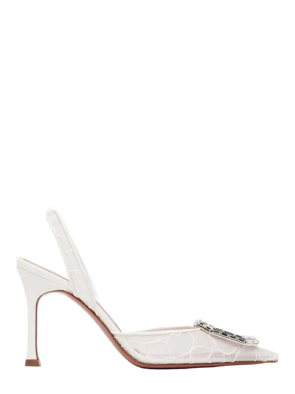 Amina Muaddi Camelia Lace Sling 90 High-heeled Sandals - Ivory