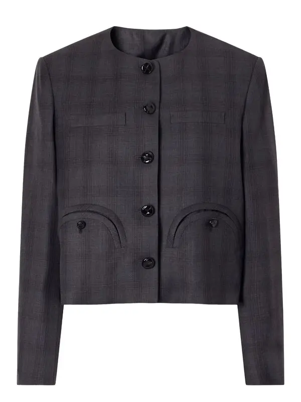 BLAZÉ MILANO Cropped Prince Of Wales Wool Bolero - Grey