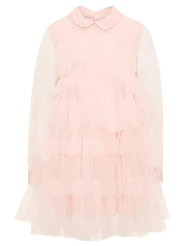 SIMONETTA Tulle Ruffled Shirt Dress - Pink