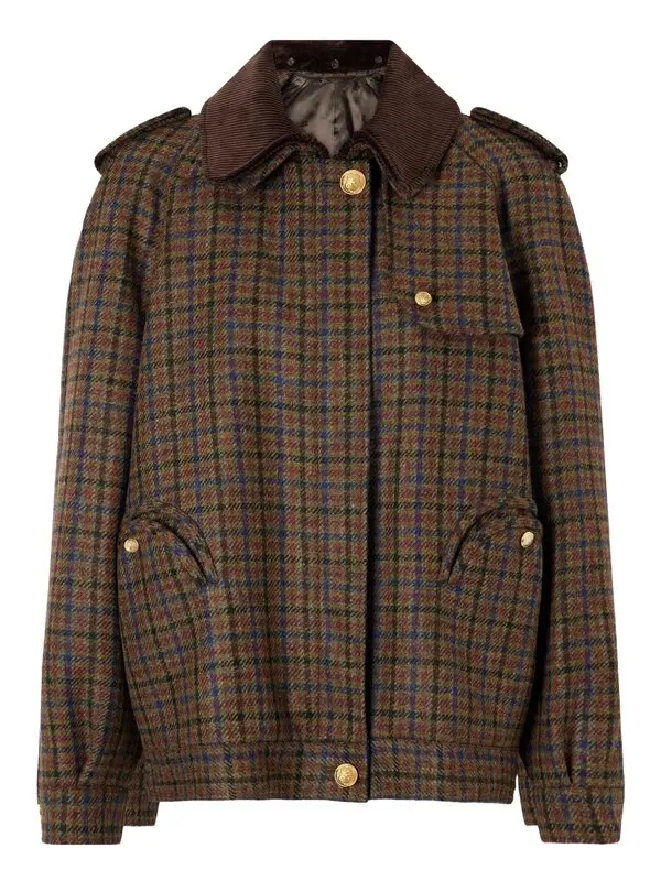 BLAZÉ MILANO Checked Wool Trench Jacket - Brown