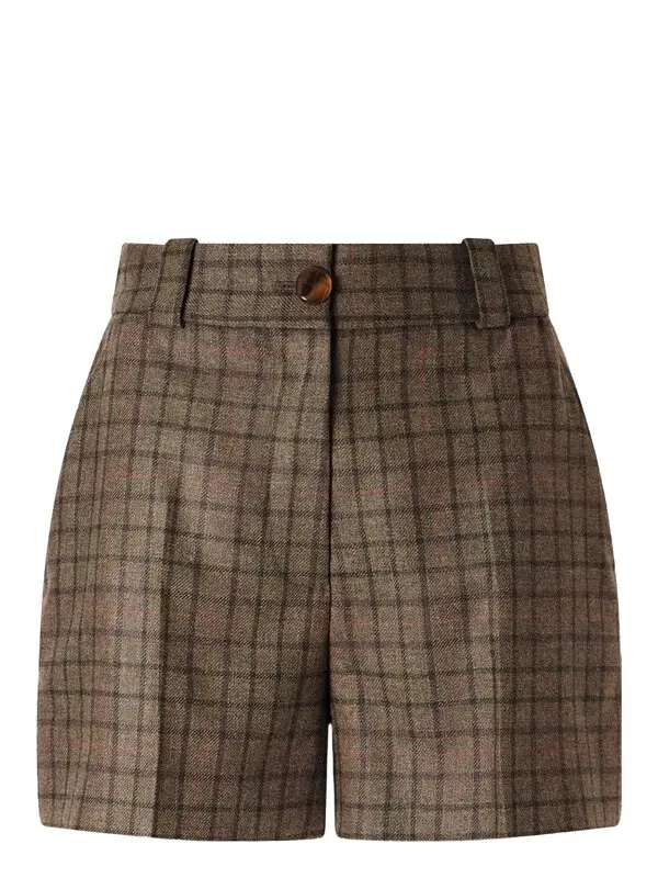 BLAZÉ MILANO Teke Checked Wool And Cashmere-blend Shorts - Brown